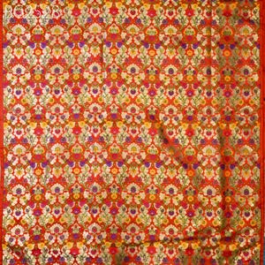 Orange Brocade Fabric by the Yard Historic Costume Indian Banarasi ...