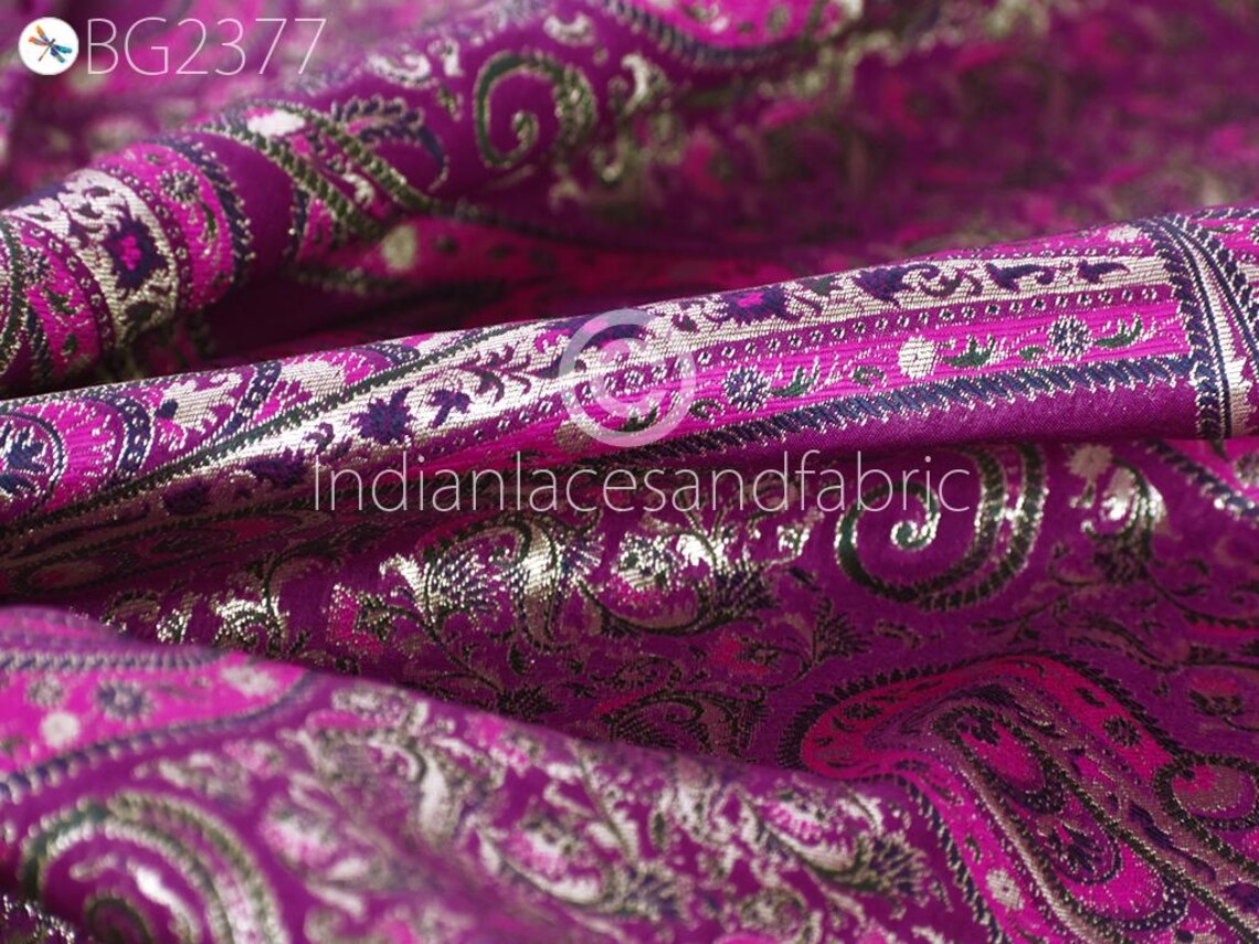 Magenta Indian Brocade by Yard Banarasi Sewing Wedding Dresses Making ...