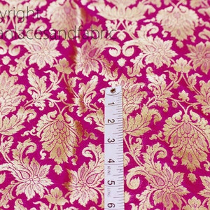 Buy Dark Magenta Indian Brocade Fabric by the Yard Banarasi Lehenga ...