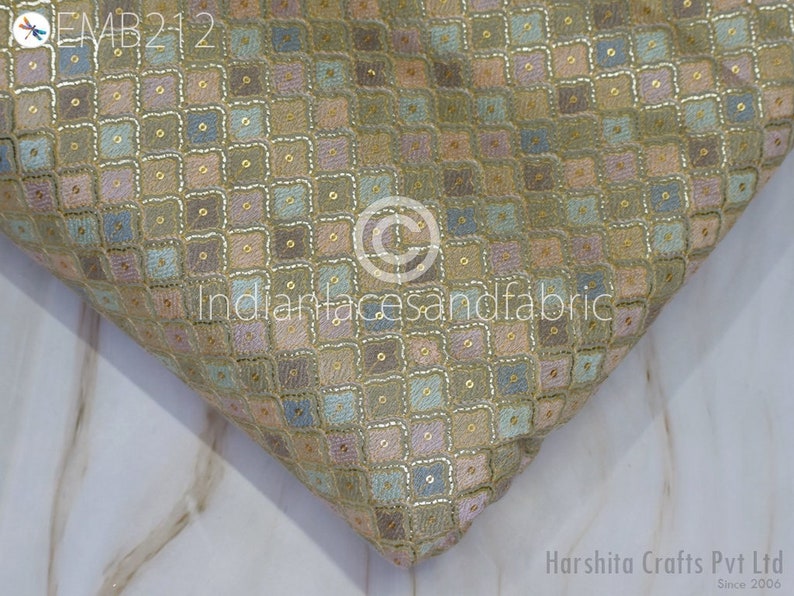 Pista Green Embroidered Georgette Fabric by the Yard Indian - Etsy