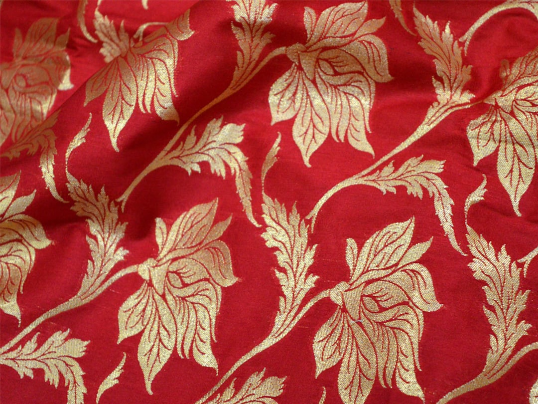 Red Brocade by the Yard Fabric Home Furnishing Wedding Dress Gown ...