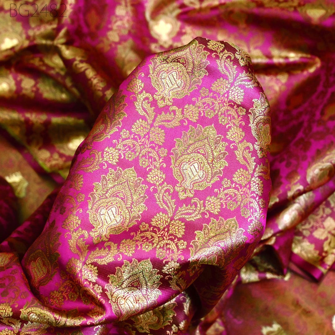 Magenta Wedding Dress Fabric Brocade by the Yard Indian Brocade ...