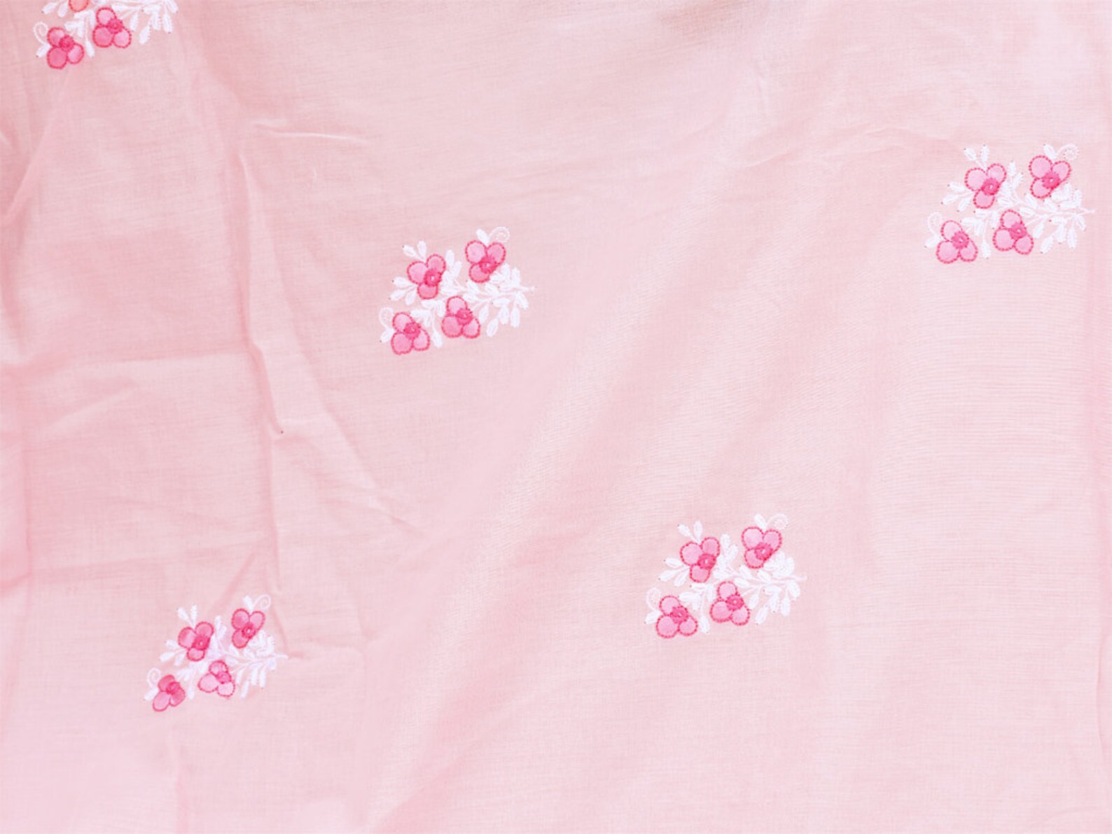 Indian Pink Embroidered Cotton Fabric by the Yard Sewing | Etsy