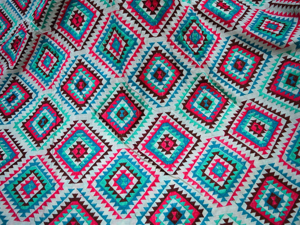 Embroidered Fabric Sewing Beige Embroidered Cotton Fabric by - Etsy