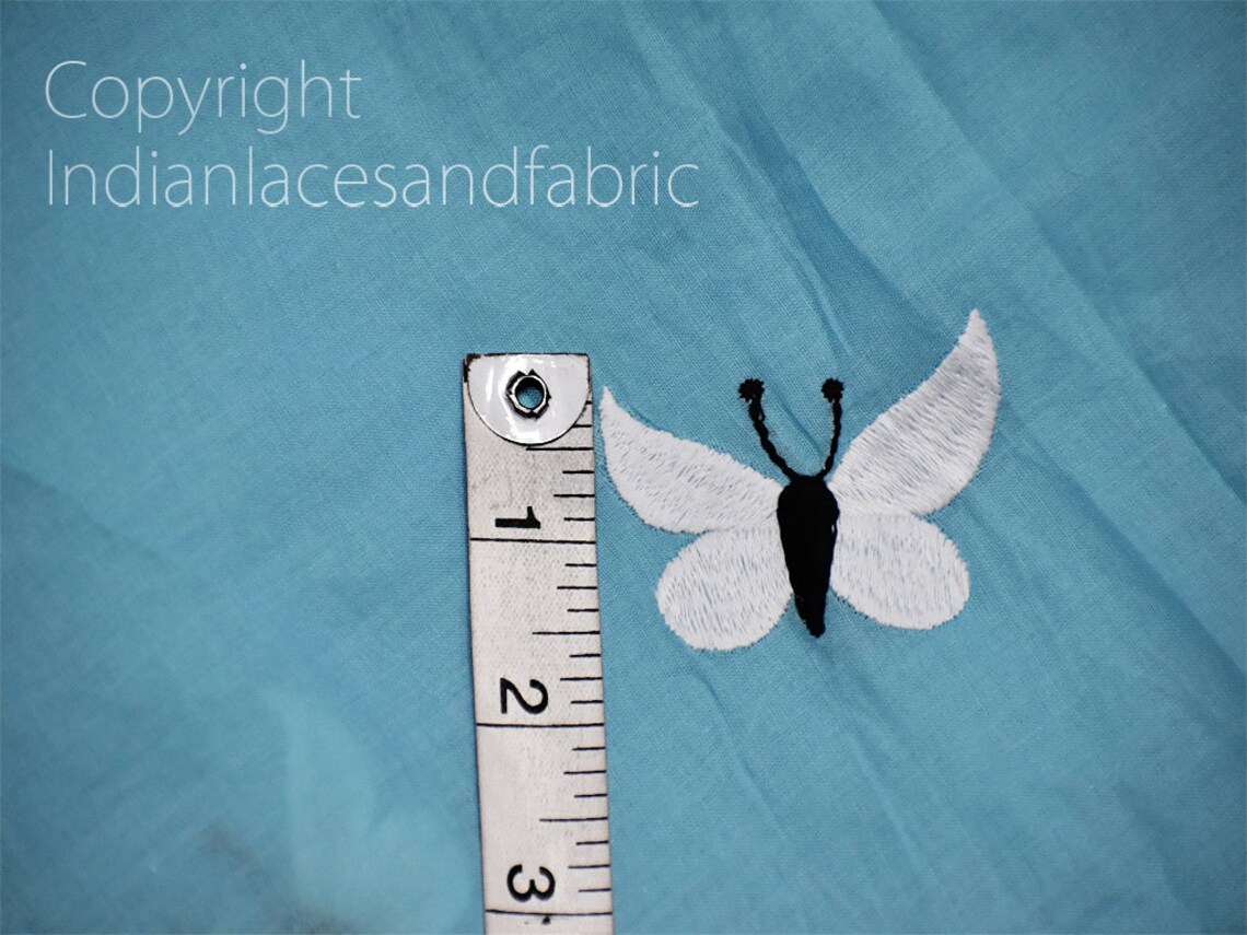 Indian Sky Blue Embroidered Cotton Fabric by the Yard - Etsy