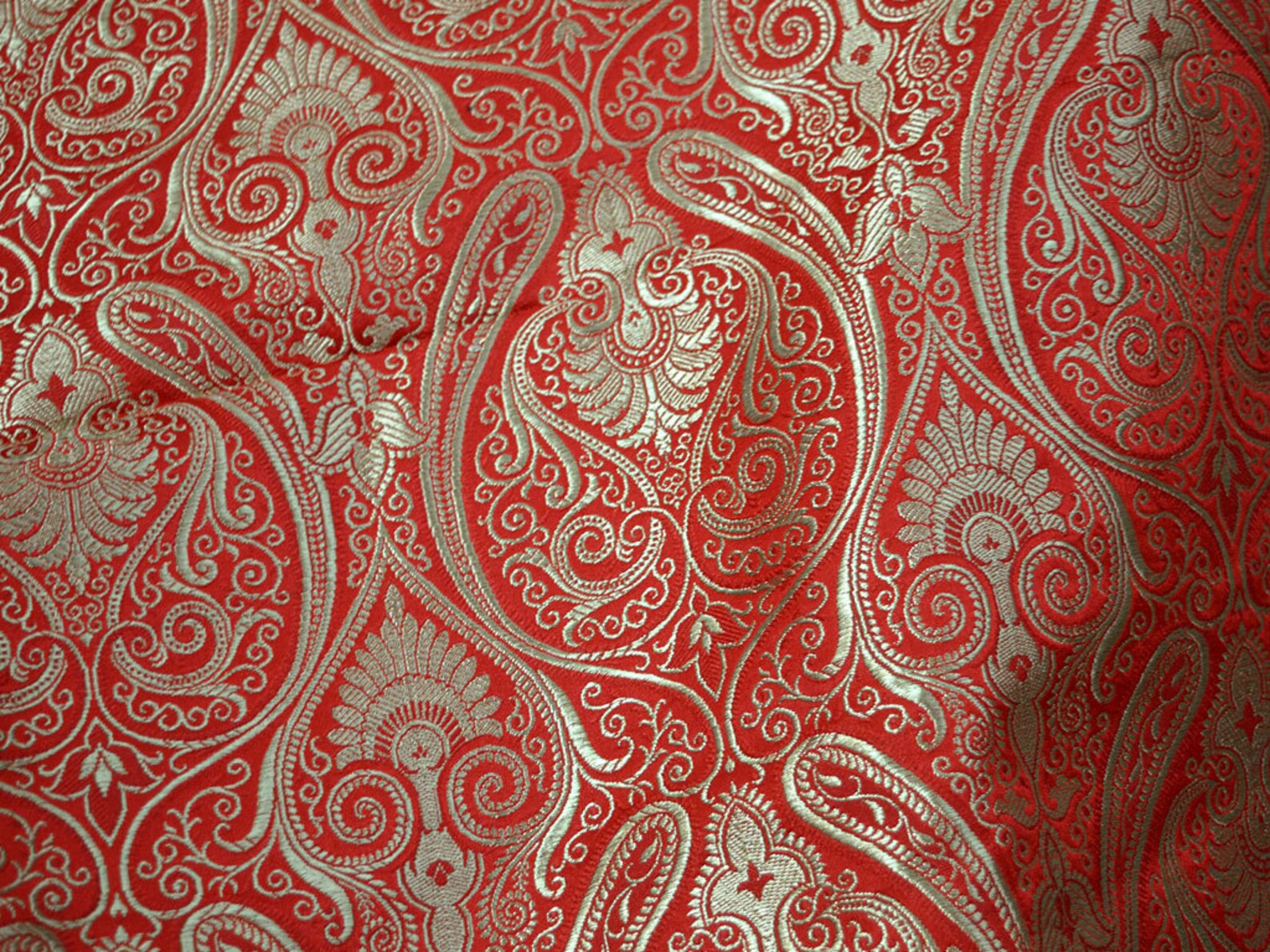 Red Brocade Fabric by the Yard for Wedding Dress Fabric - Etsy