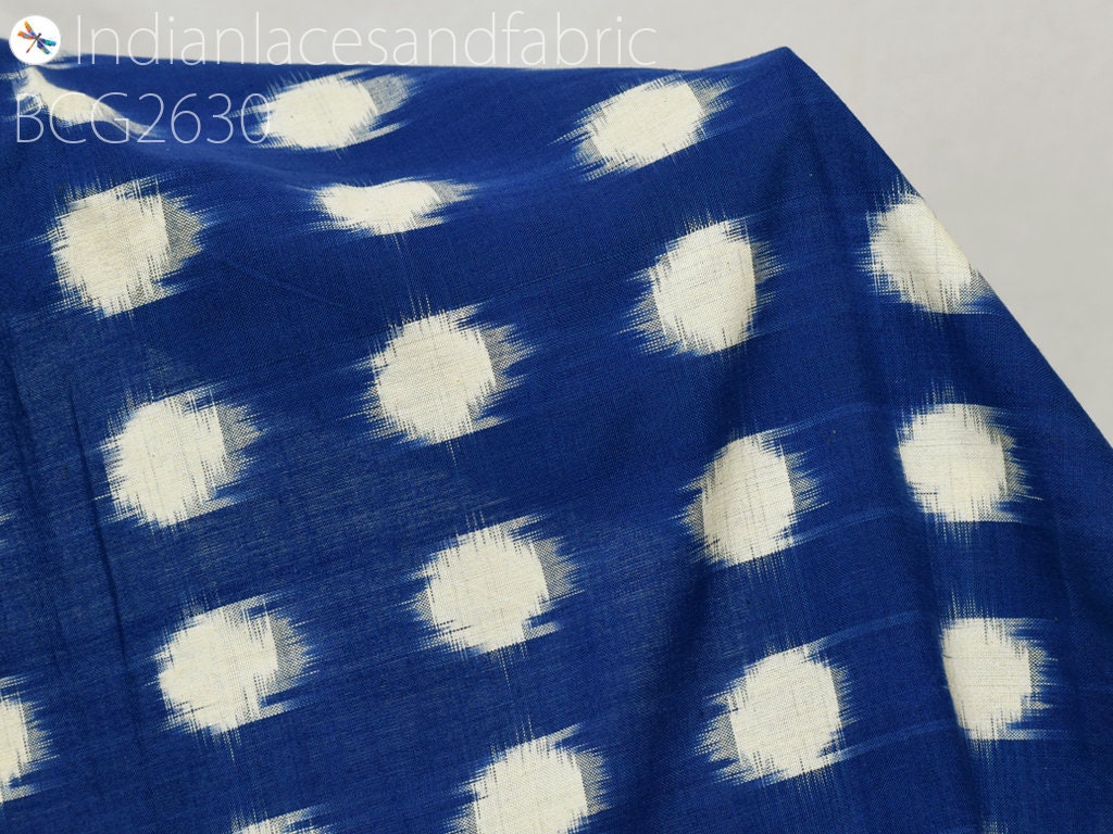Blue Ikat Fabric Yardage Handloom Upholstery Fabric Cotton - Etsy