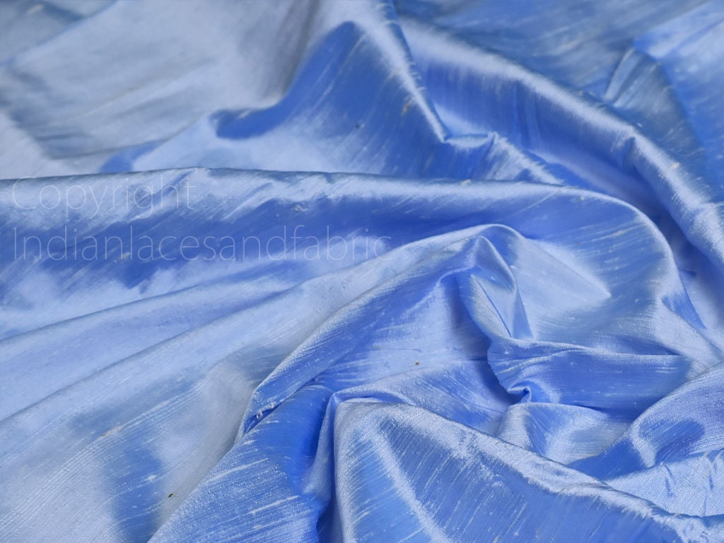 Iridescent Blue White Pure Dupioni Silk Fabric by Yard Wedding | Etsy