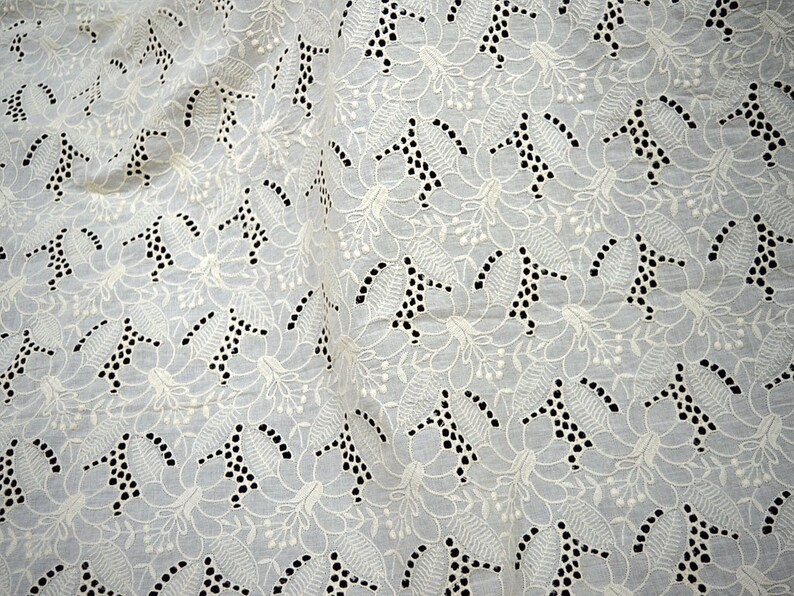 Unbleached Ivory Embroidered Eyelet Dyeable Indian Cotton | Etsy