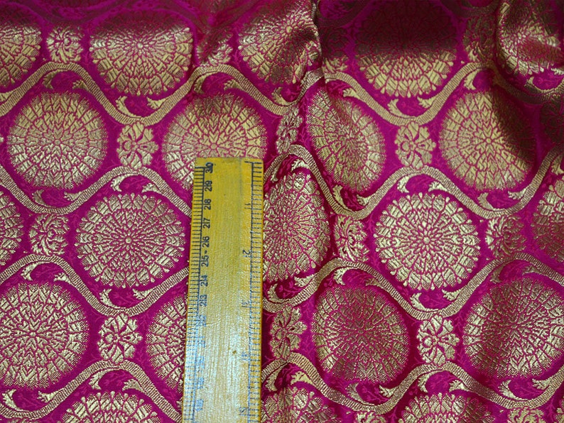 Home Décor Magenta Brocade Fabric by the Yard Banaras Crafting Fabric ...