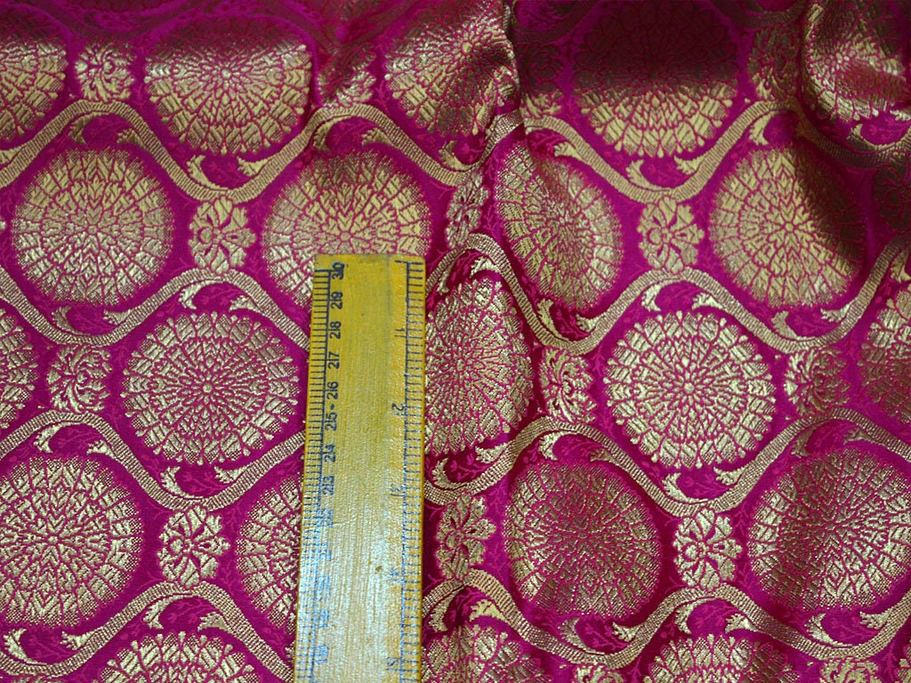 Home Décor Magenta Brocade Fabric by the Yard Banaras Crafting - Etsy