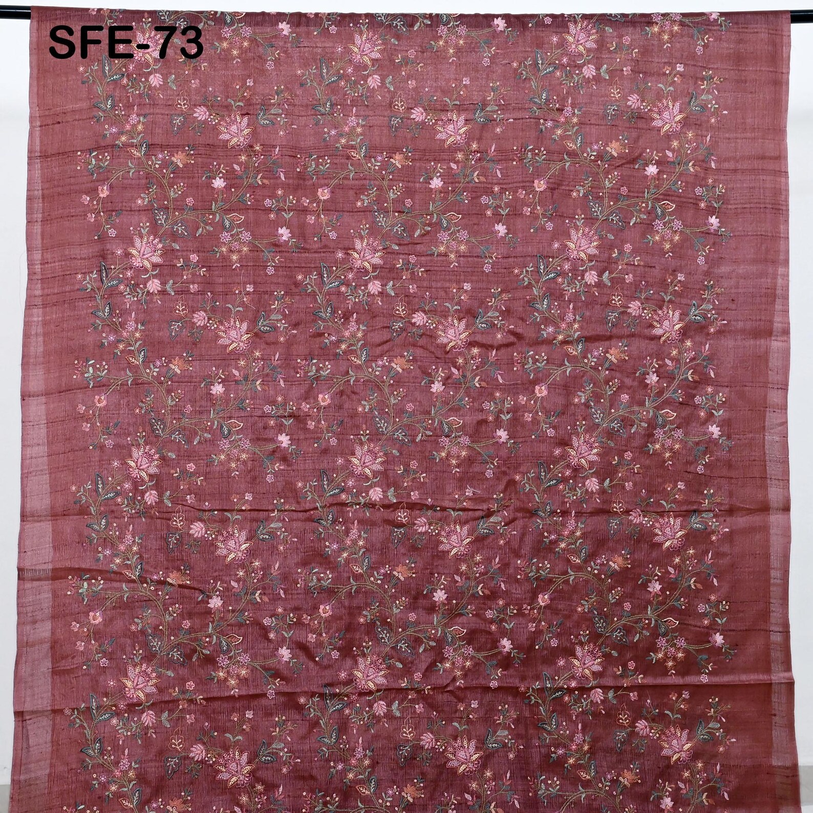 Pure Tussar Silk Embroidery Fabric by the Yard Indian Embroidered Raw ...