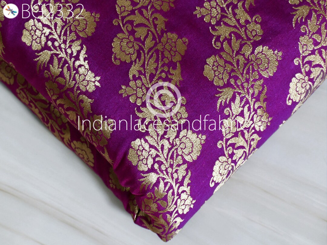 Purple Brocade Fabric by the Yard Wedding Dress Jackets Indian - Etsy