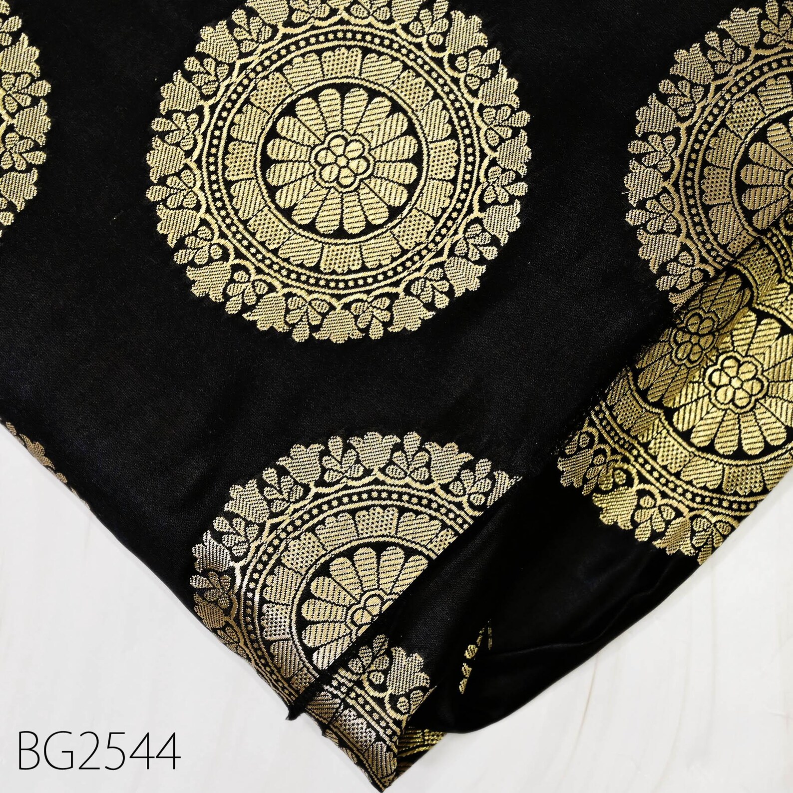 Victorian Costumes Black Brocade Banarasi Indian Fabric by the Yard for ...