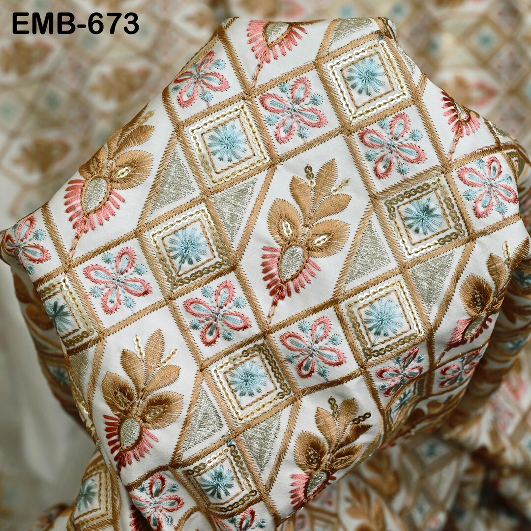 Ivory Wedding Dress Material Embroidered Fabric by the Yard Sewing ...