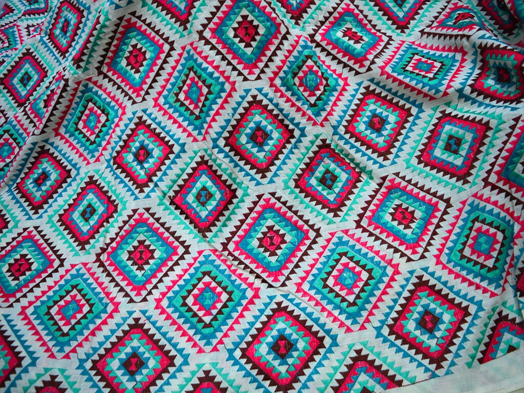 Embroidered Fabric Sewing Beige Embroidered Cotton Fabric by - Etsy