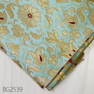 Ice Blue Brocade Fabric by the Yard Indian Wedding Dresses Varanasi ...