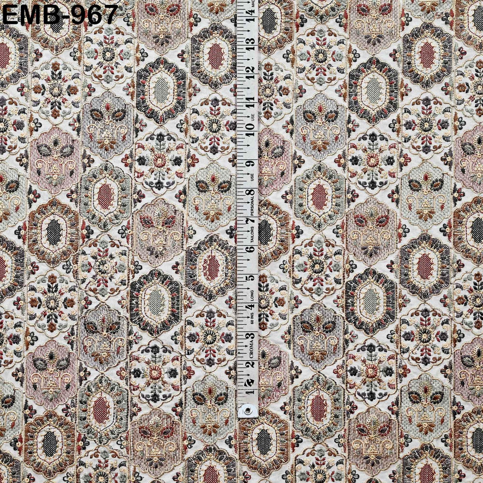 Ivory Embroidered Fabric by the yard Sewing DIY Crafting Embroidery ...