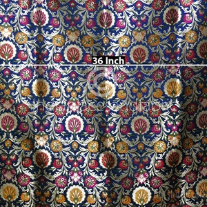 Buy Indian Navy Blue Silk Brocade by the Yard Wedding Dress Online in ...