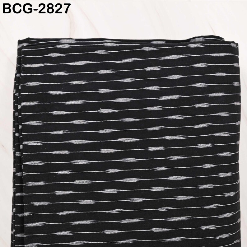 Black Ikat Cotton Fabric by the Yard Indian Handloom Upholstery ...