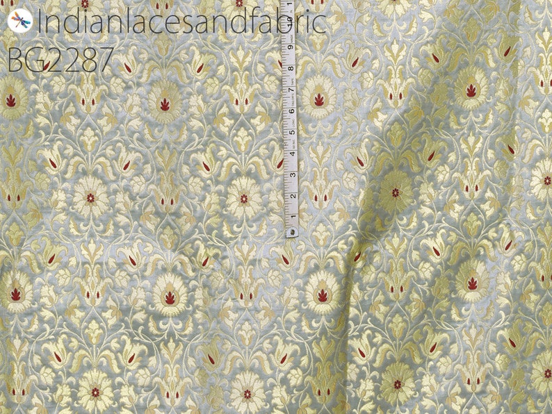 Grey Brocade Fabric by Yard Banarasi Indian Wedding Dress - Etsy