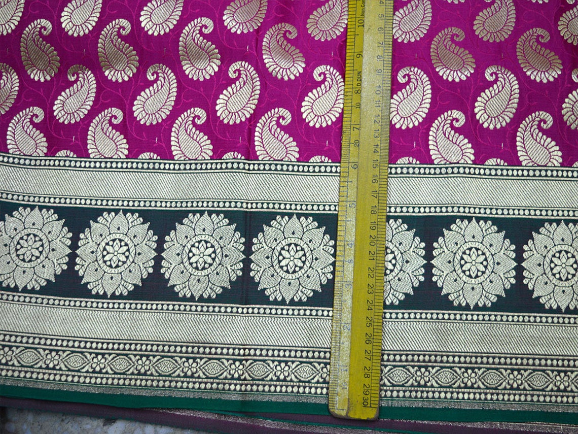 Indian Magenta Brocade Fabric by the Yard Wedding Dress - Etsy