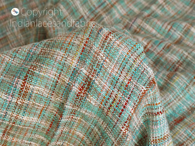 Indian Tweed Fabric Sold by the Yard Multi Color Woven Wool Blend ...