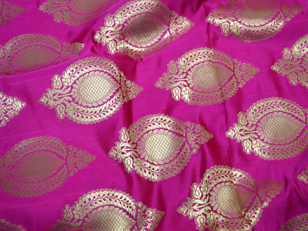Buy 1.5 Meter Banarasi Magenta Brocade Fabric Indian Brocade Fabric ...