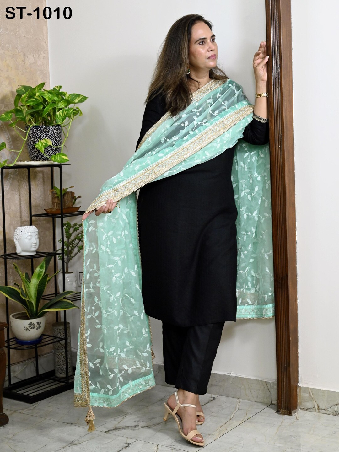 Ice Blue Dupatta Organza Gotta Dupatta Light Weight Indian Bride ...