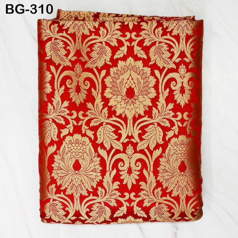 Silk Brocade Fabric By The Yard Etsy