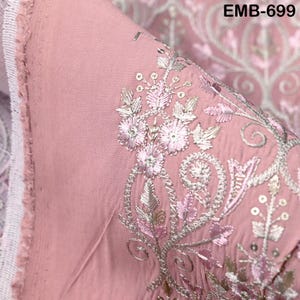 Buy Pink Embroidered Fabric by the Yard Crafting Embroidery Wedding ...