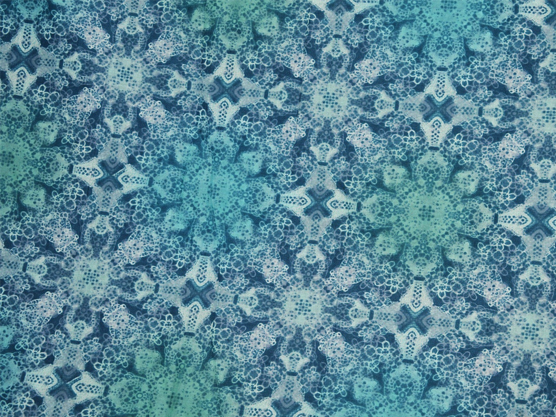 Abstract Print Screen Printed Cotton Fabric in Teal Blue Color High ...