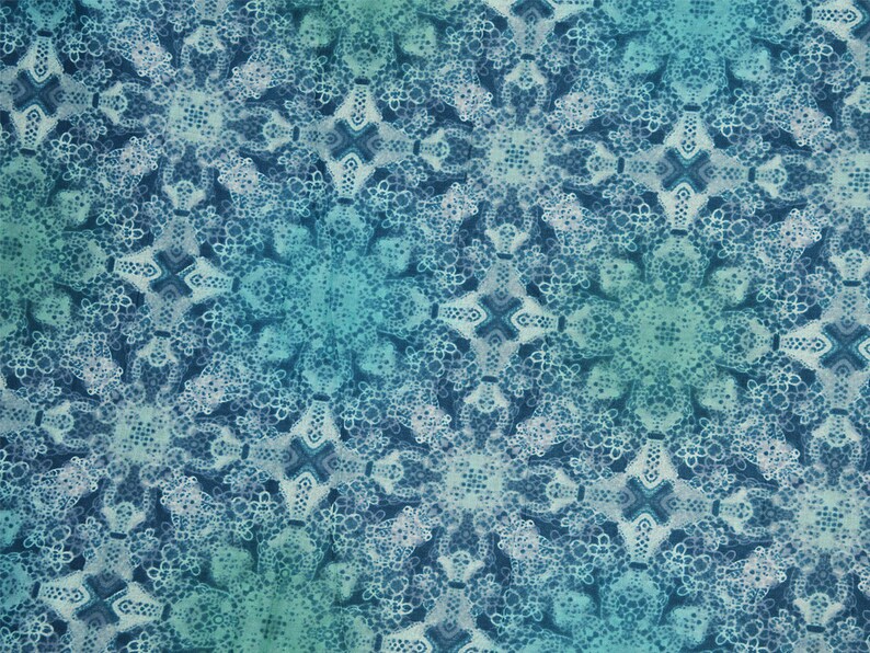 Abstract Print Screen Printed Cotton Fabric in Teal Blue Color - Etsy