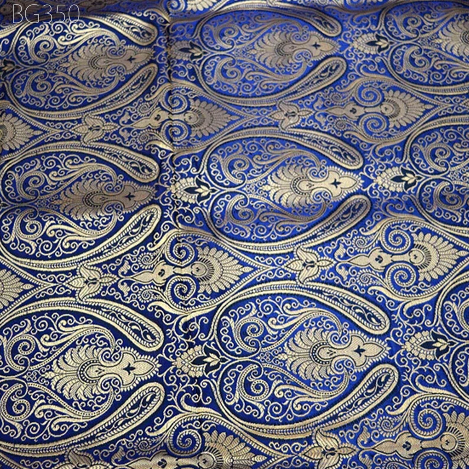 Navy Blue Brocade Fabric by the Yard Wedding Dress Banaras Brocade for ...
