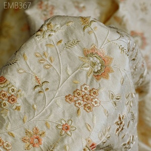 Ivory Fabric by the Yard Sewing DIY Crafting Indian Embroidery Wedding ...