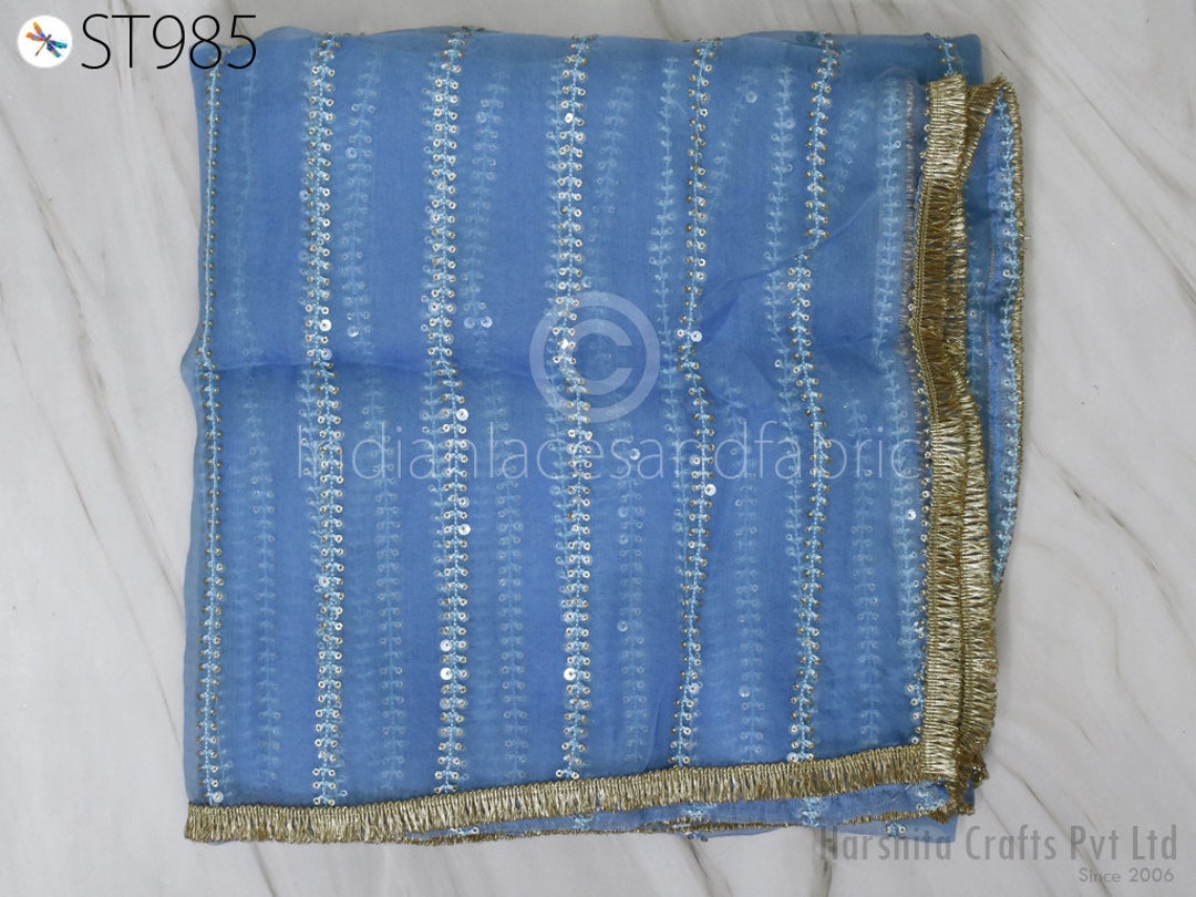 Blue Dupatta Silk Organza Gotta Dupatta Light Weight Indian Bridal Veil ...