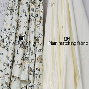 Grey Embroidered Fabric Indian Embroidery Cotton Fabric by the - Etsy