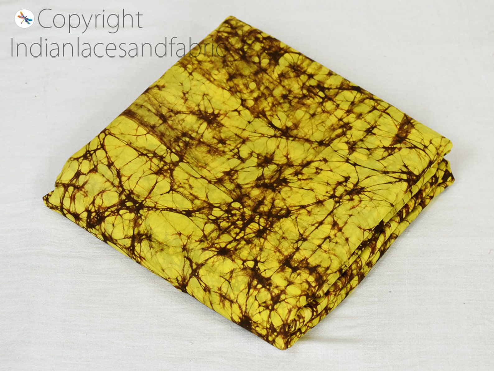 Indian Yellow Brown Soft Batik Print Pure Silk Fabric By The | Etsy