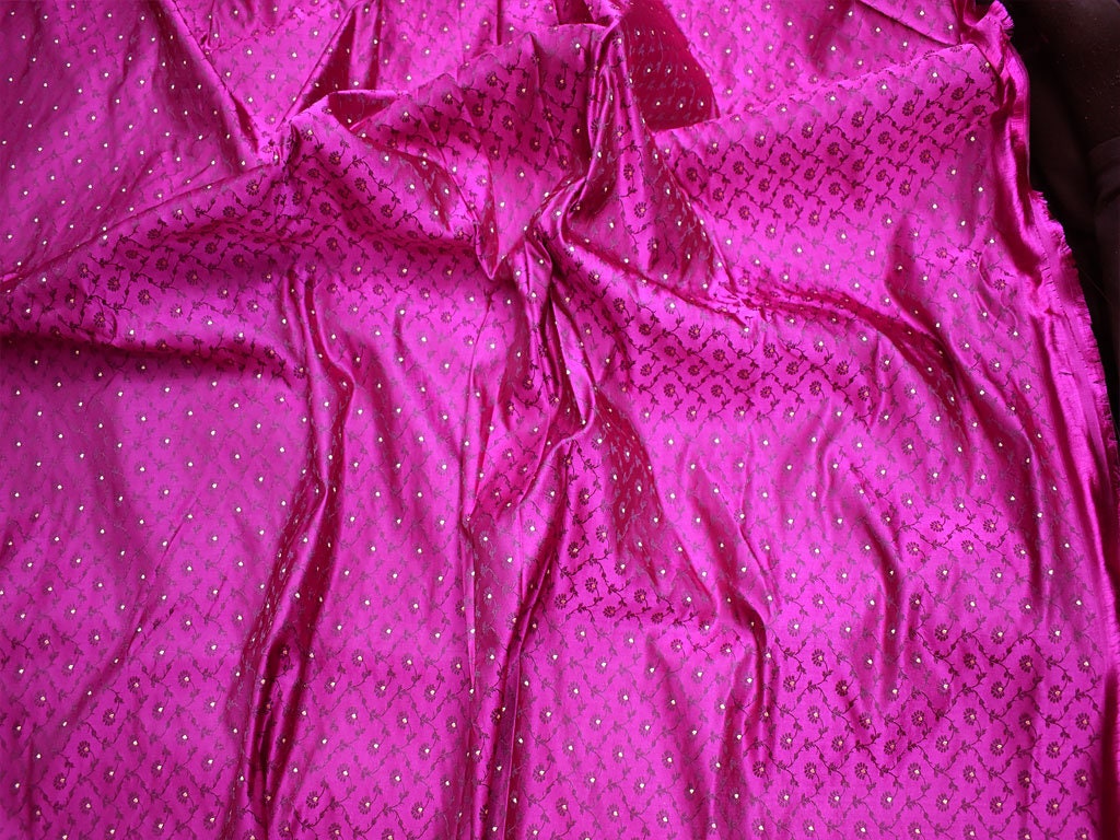 Deep Magenta Indian Brocade Jacquard Banarsi Saree Wedding - Etsy