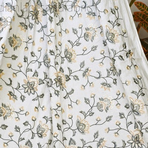 Grey Embroidered Fabric Indian Embroidery Cotton Fabric by the - Etsy