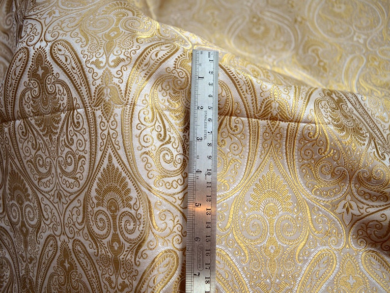 Cream Indian Brocade Fabric Banaras Brocade Fabric by the Yard | Etsy
