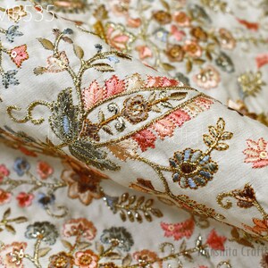 Embroidered Fabric by the Yard Sewing DIY Crafting Indian Embroidery ...