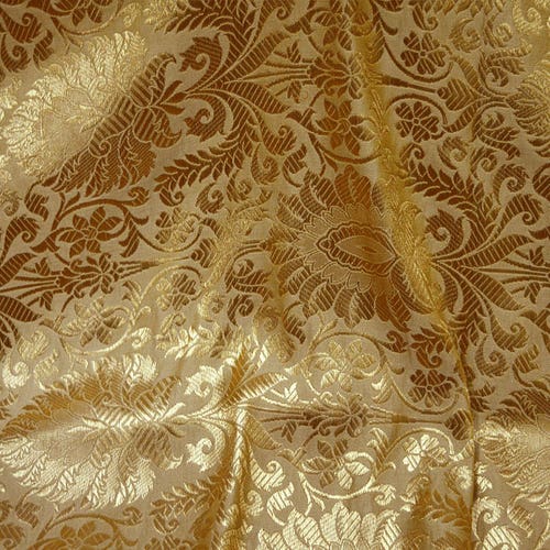 Yellow Brocade Fabric by the Yard Gold Banaras Brocade Fabric - Etsy