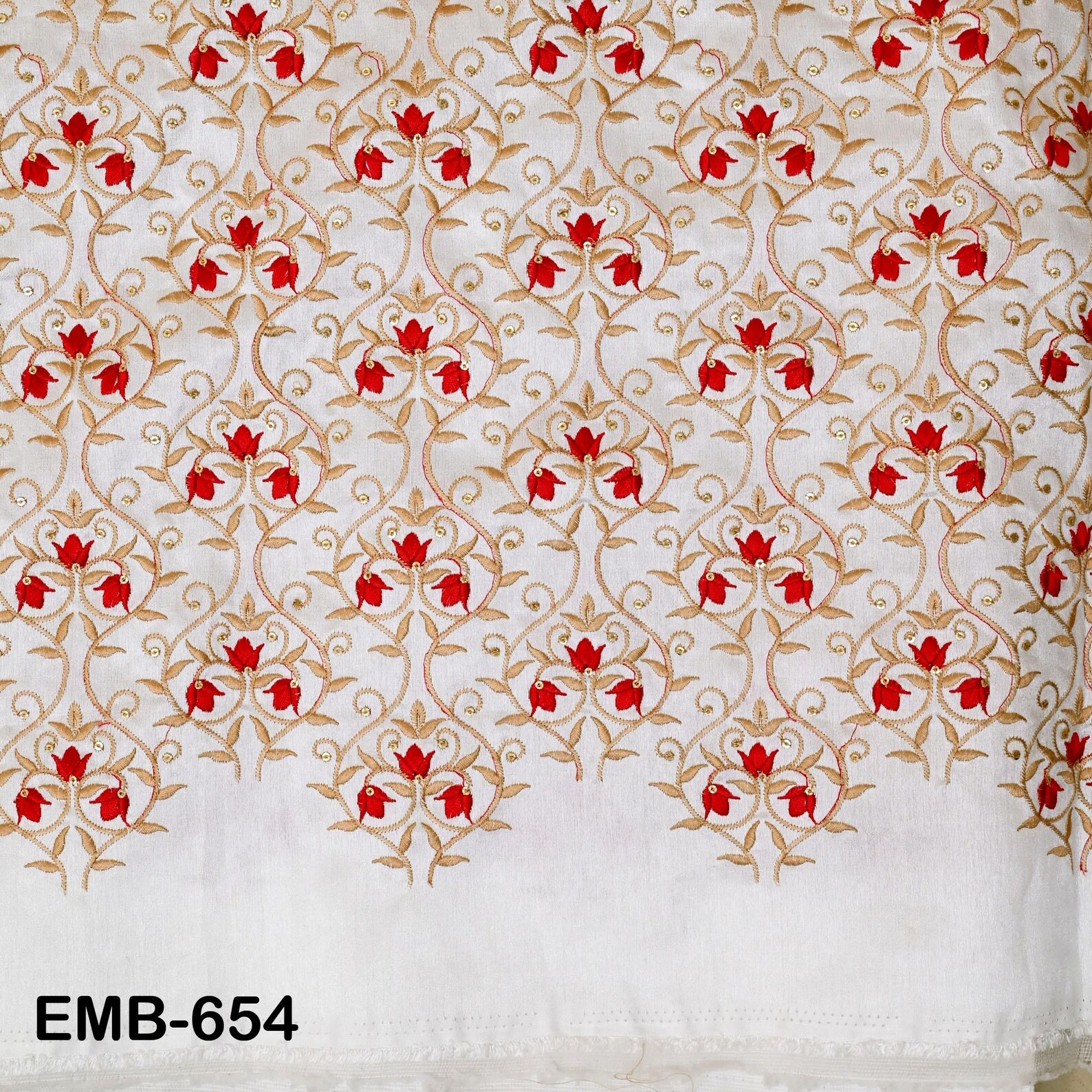 White Embroidered Fabric by the Yard Sewing DIY Crafting Embroidery ...