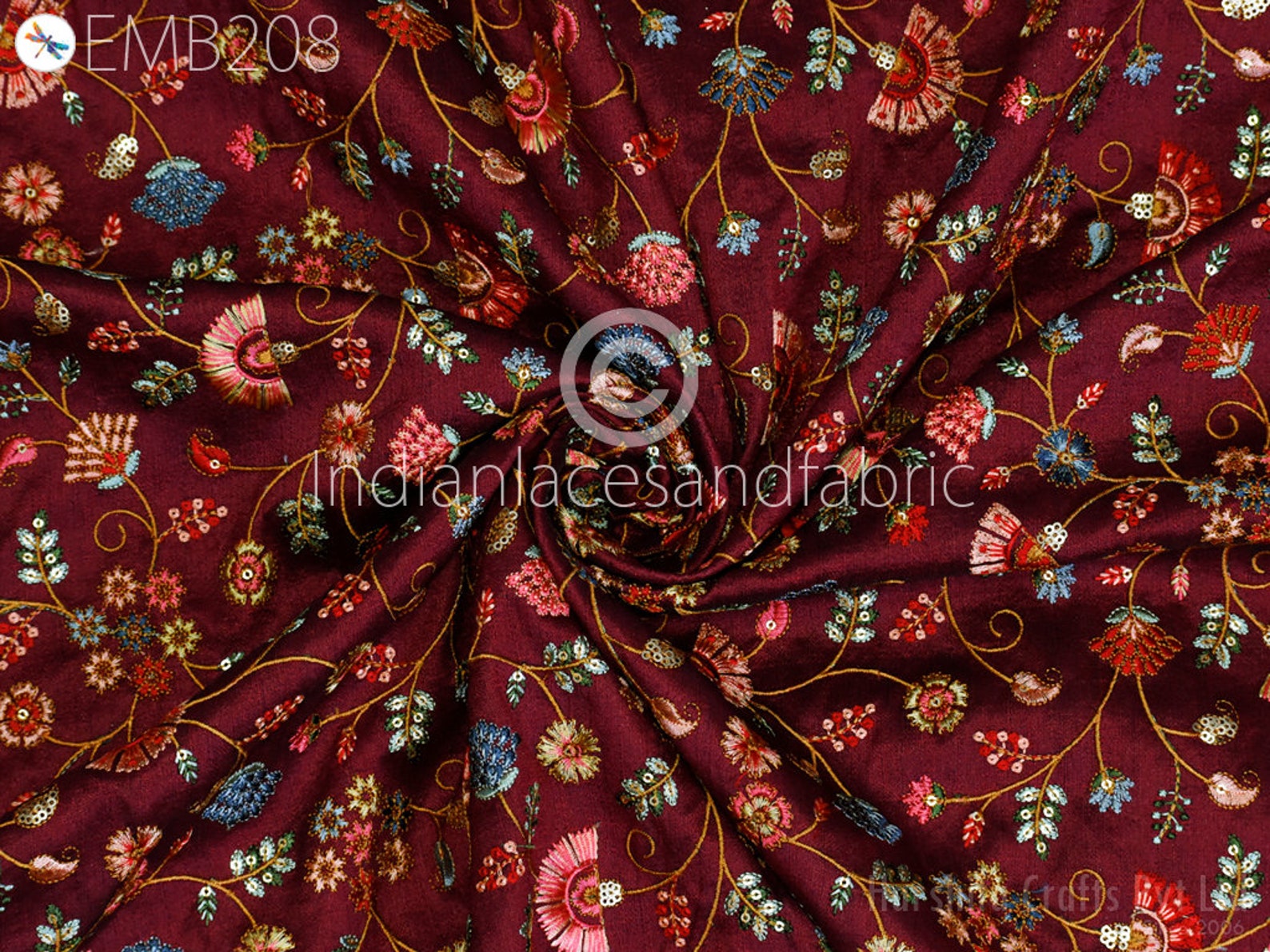 Indian Embroidered Fabric by the Yard Sewing DIY Crafting - Etsy