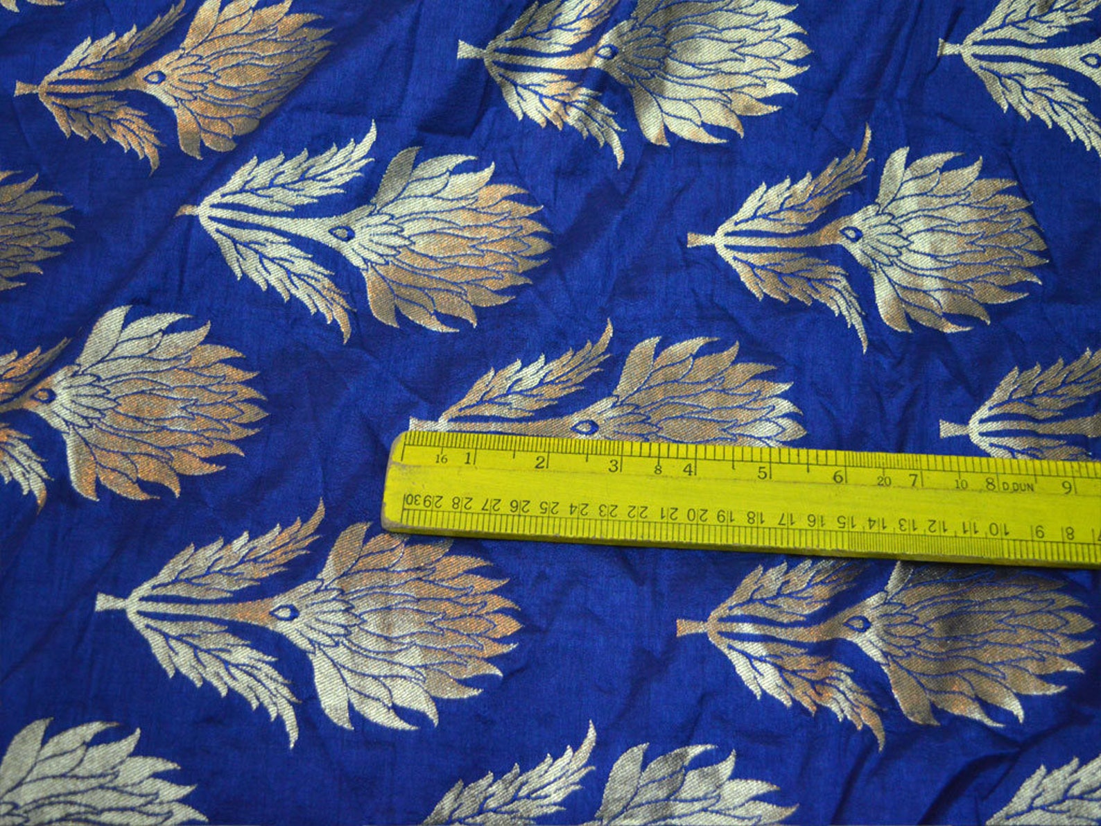 Blue Brocade Fabric by the Yard Indian Fabric Wedding Dress - Etsy