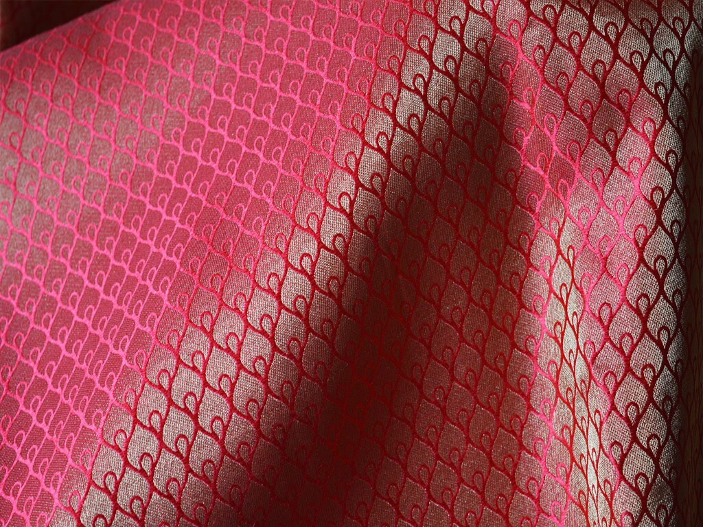 Carrot Red Brocade by the Yard Gold Leafs Motifs Pattern Art - Etsy