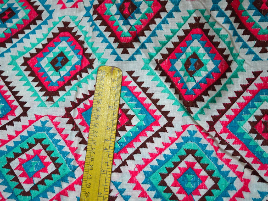 Embroidered Fabric Sewing Beige Embroidered Cotton Fabric by - Etsy