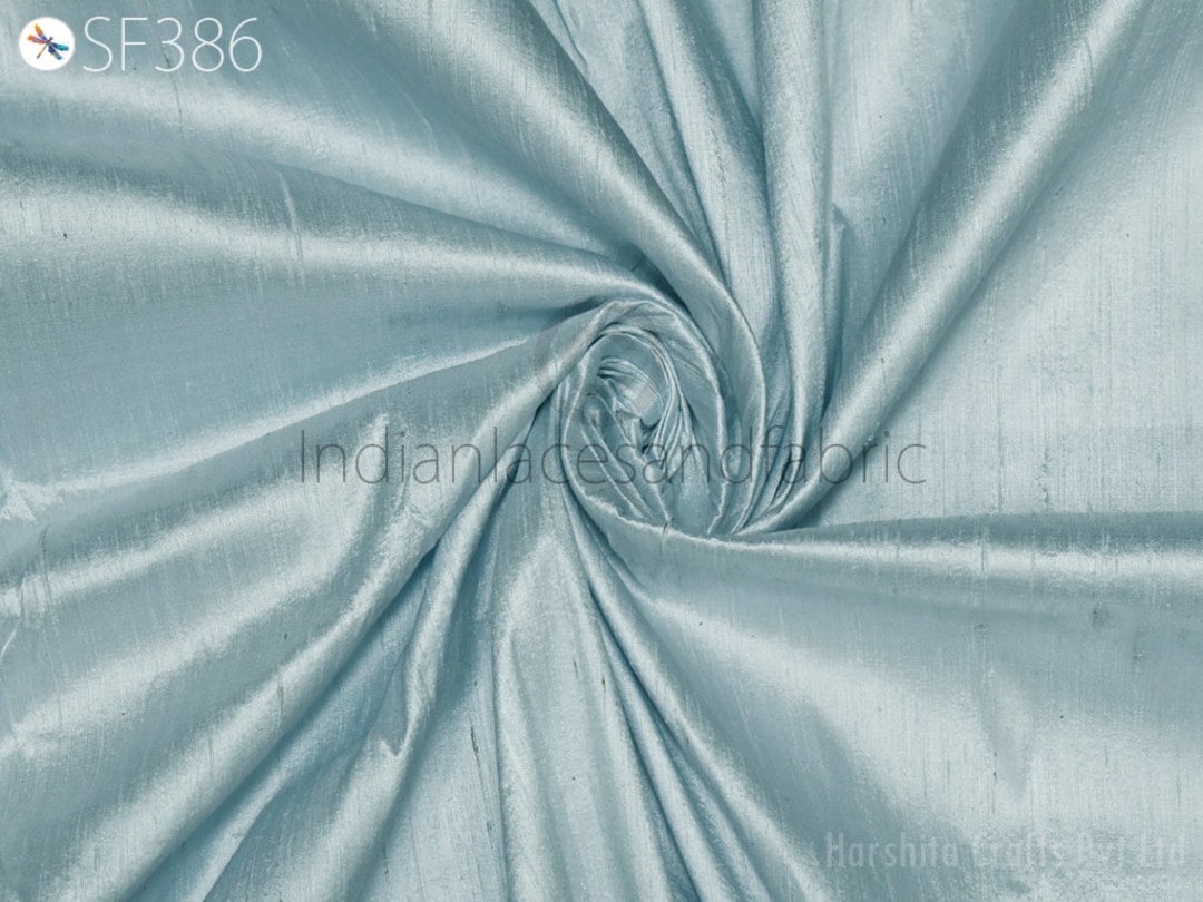 Powder Blue Pure Dupioni Fabric Shantung Raw Silk by the Yard Indian ...