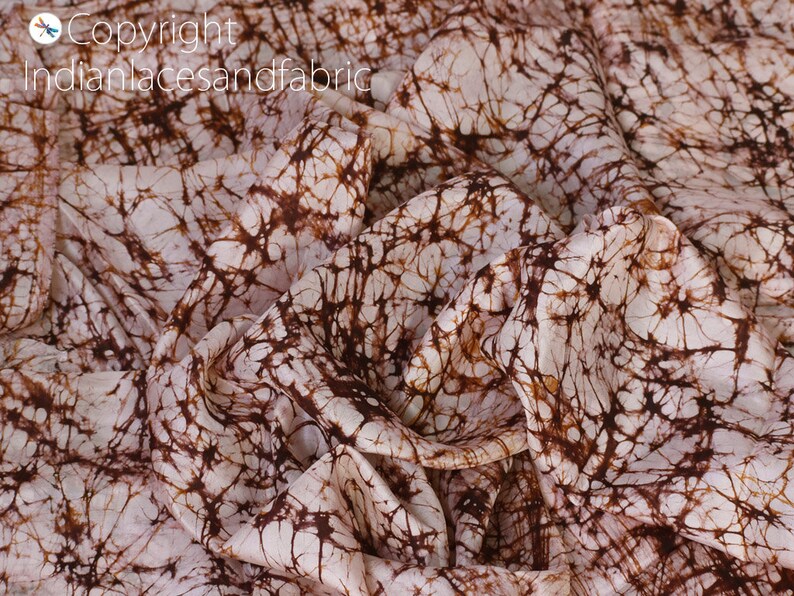 Brown Indian Soft Pure Printed Silk Batik Fabric by the Yard Wedding ...